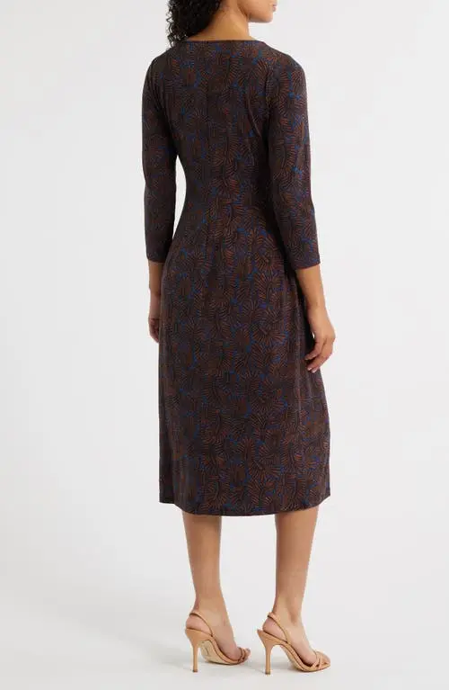 NIC+ZOE Feather Fern Long Sleeve Knit Midi Dress