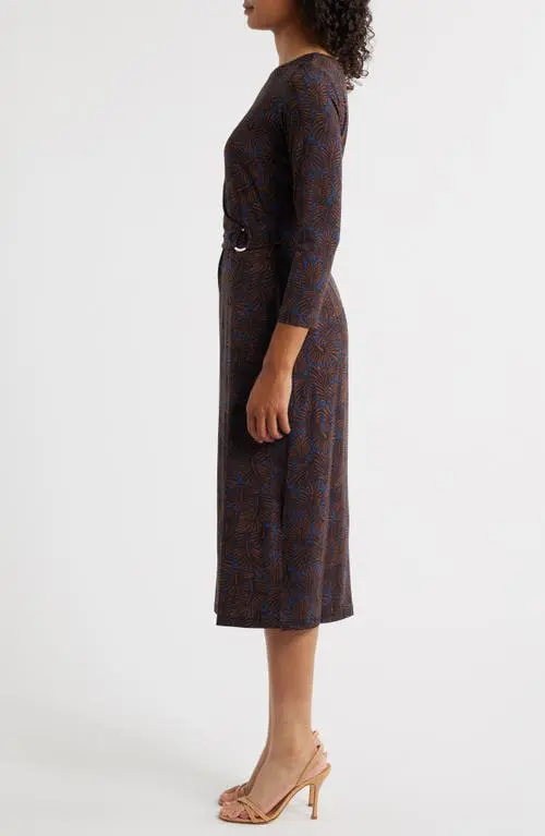 NIC+ZOE Feather Fern Long Sleeve Knit Midi Dress