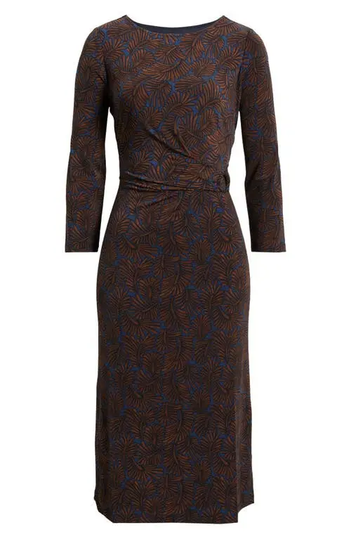 NIC+ZOE Feather Fern Long Sleeve Knit Midi Dress