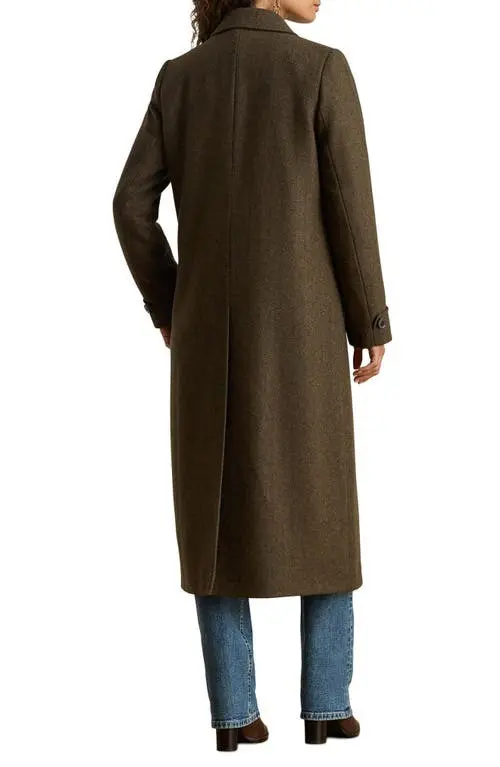 Ralph Lauren Longline Plaid Wool-blend Reefer Coat - Loden Brown