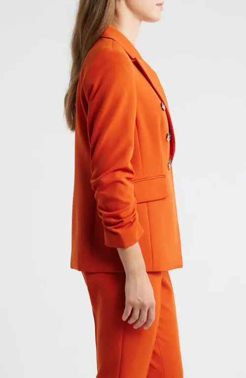 TAHARI ASL Double-breasted Jacket With Ruched Sleeves
