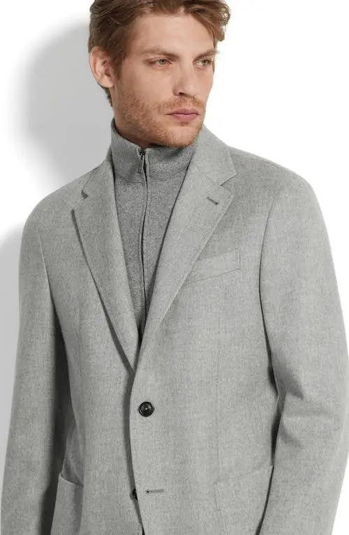 Zegna Oasi Cashmere Sport Coat With Detachable Bib - Grey Melange