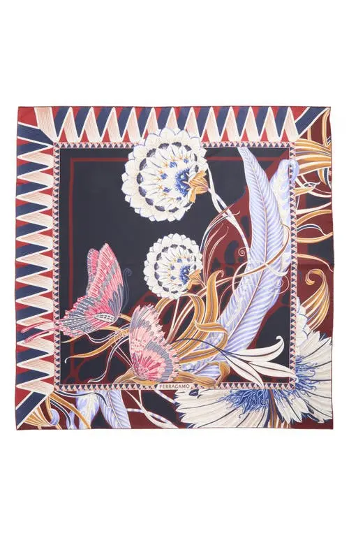 FERRAGAMO Giada Reversible Silk Scarf - Navy/plum