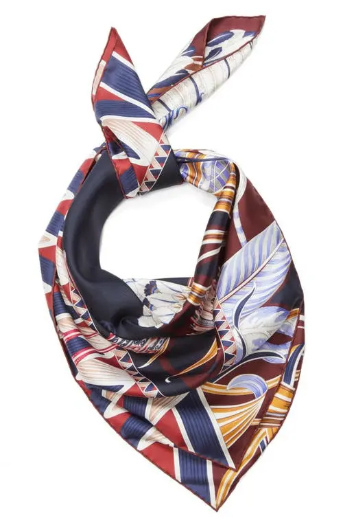 FERRAGAMO Giada Reversible Silk Scarf - Navy/plum