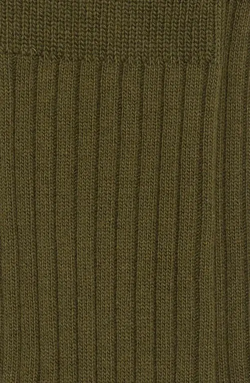 Nordstrom Ribbed Cotton Blend Socks - Olive