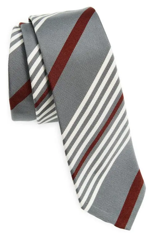 Thom Browne 4-bar Rep Stripe Silk & Cotton Tie - Burgundy