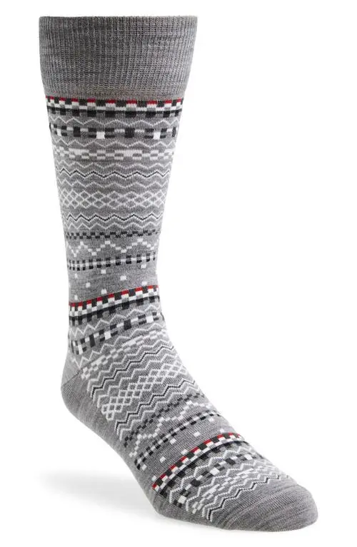 Thom Browne Fair Isle Virgin Wool-blend Mid-calf Socks - Light Grey