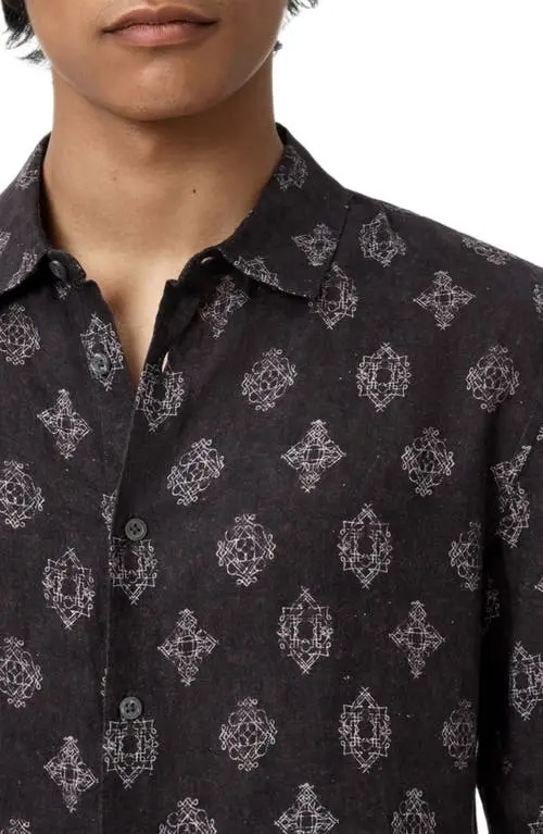 John Varvatos Ross Long Sleeve Linen Button-up Shirt - Plum