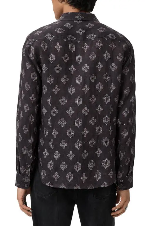 John Varvatos Ross Long Sleeve Linen Button-up Shirt - Plum