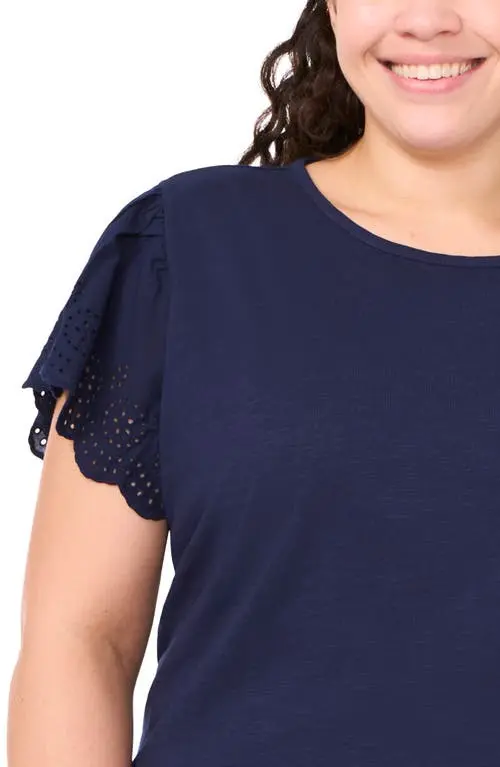 CECE DUPRAZ Eyelet Sleeve Top - Classic Navy
