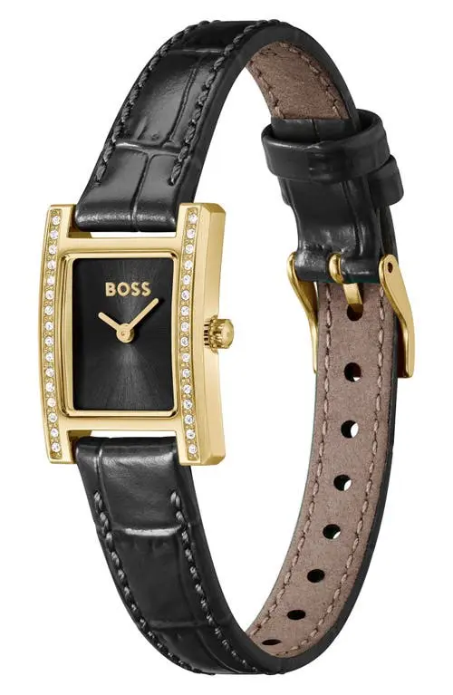 BOSS Lucy Precious Rectangular Watch - Black