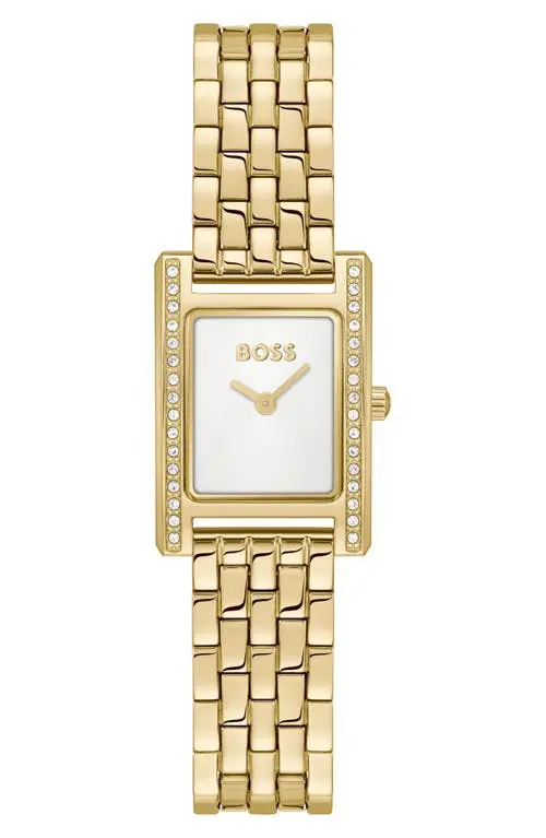 BOSS Lucy Precious Rectangular Watch - White