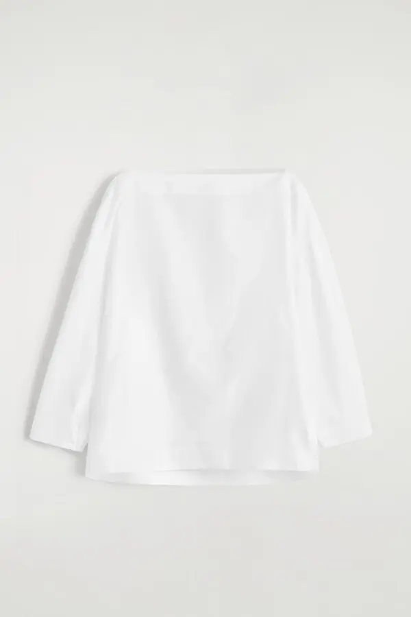 Cos Boat-neck Cotton Blouse - White