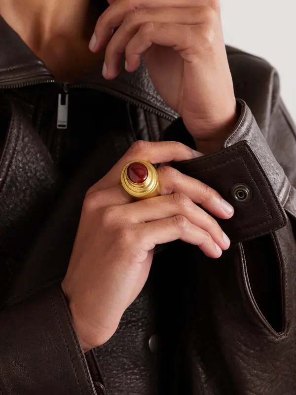 Saint Laurent Gold-tone Agate Ring