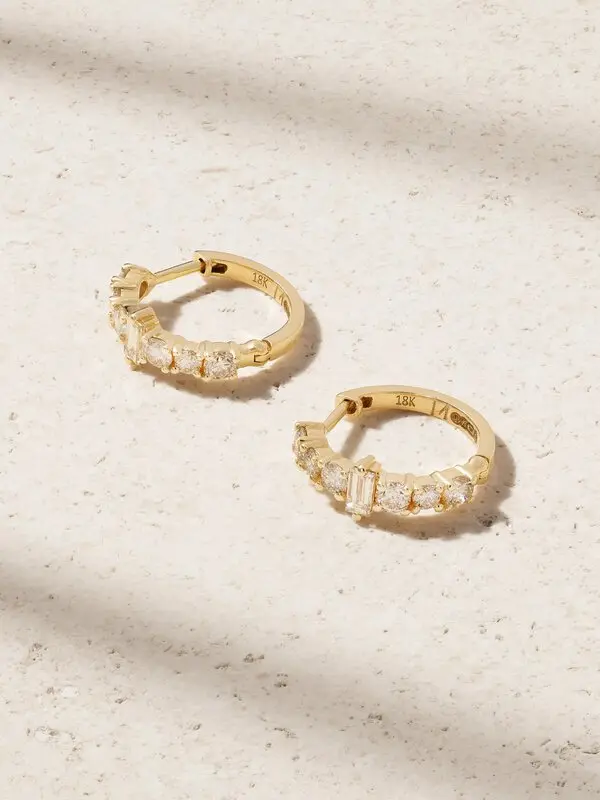 Ileana Makri Rivulet Spread 18-karat Diamond Hoop Earrings - Gold