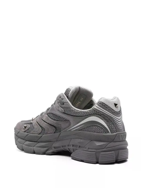 Valentino Garavani Canvas And Calf Leather Low-top Sneakers - Grey