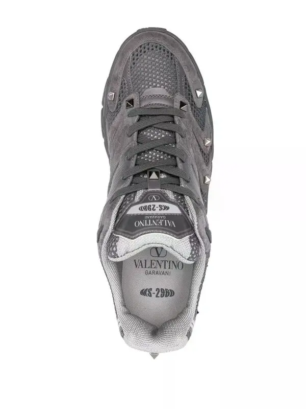 Valentino Garavani Canvas And Calf Leather Low-top Sneakers - Grey