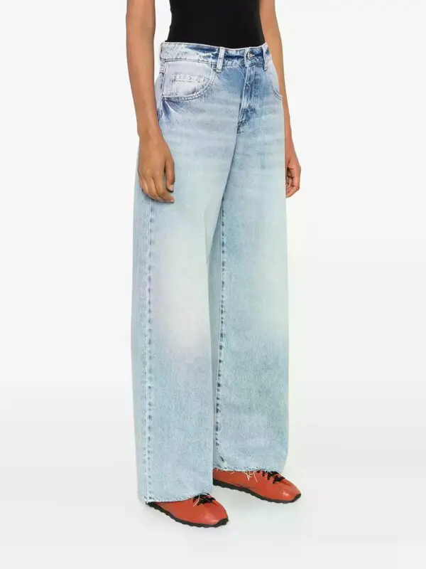 ICON DENIM LOS ANGELES Frayed Edge Wide Leg Jeans
