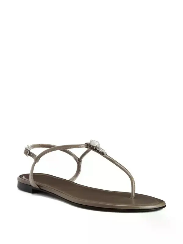 GIUSEPPE ZANOTTI Anyelle Rhinestone-embellished Flat Sandals - Grey