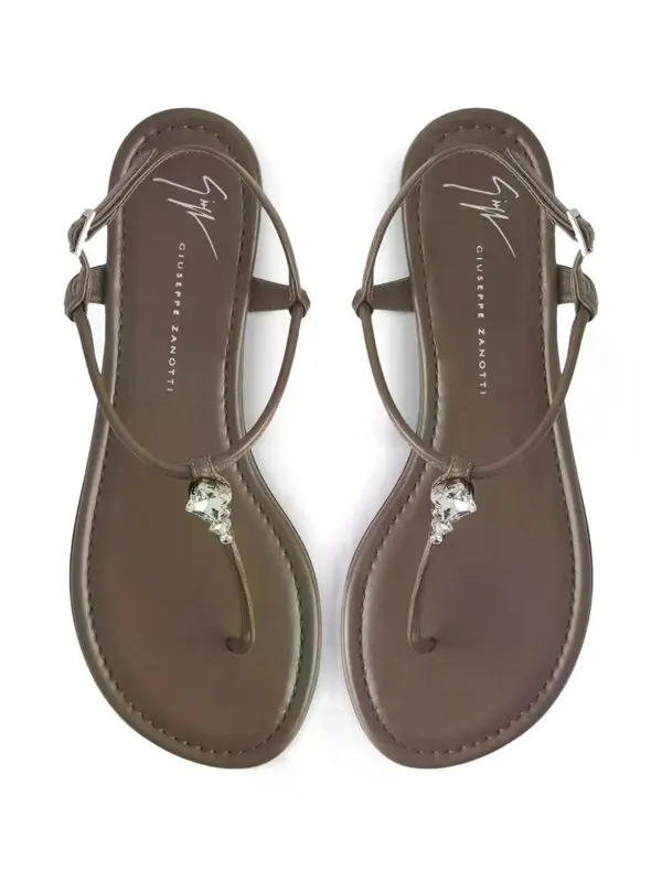 GIUSEPPE ZANOTTI Anyelle Rhinestone-embellished Flat Sandals - Grey