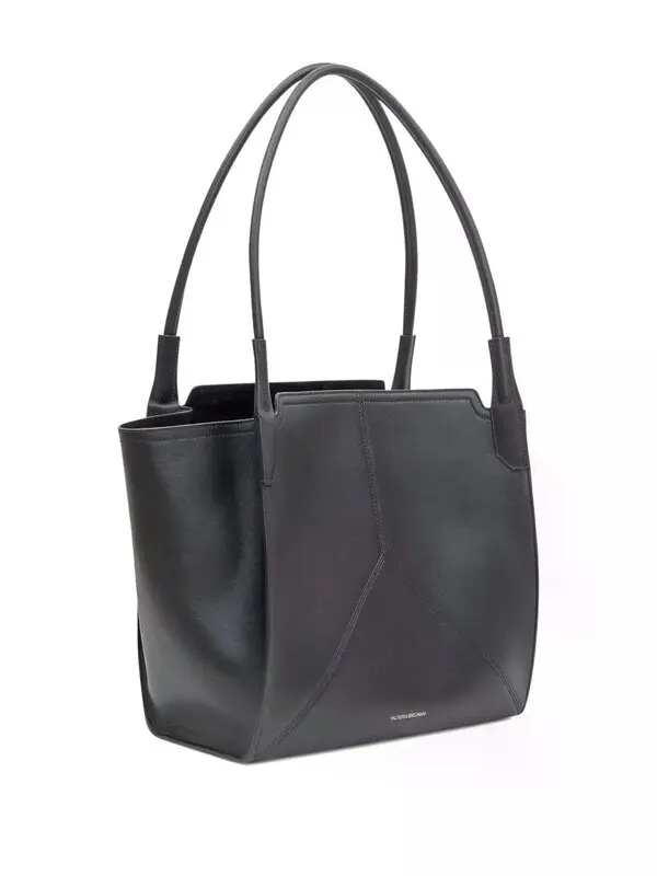 Victoria Beckham Topstitched Leather Tote Bag - Black
