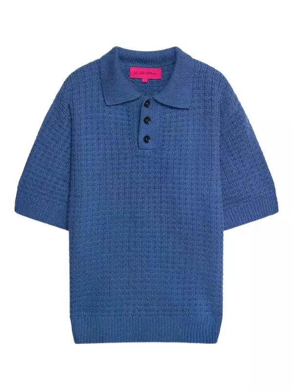 THE ELDER STATESMAN Textured Polo Shirt - Blue