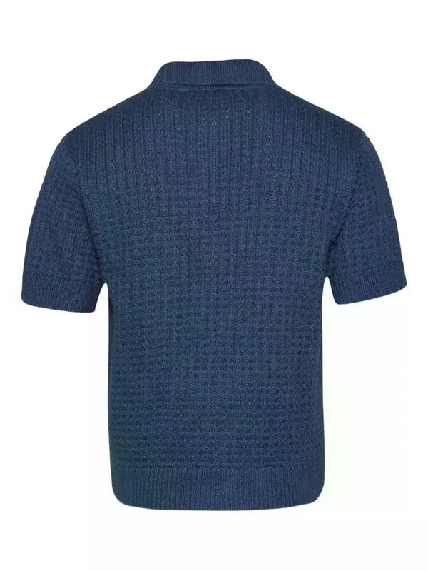 THE ELDER STATESMAN Textured Polo Shirt - Blue