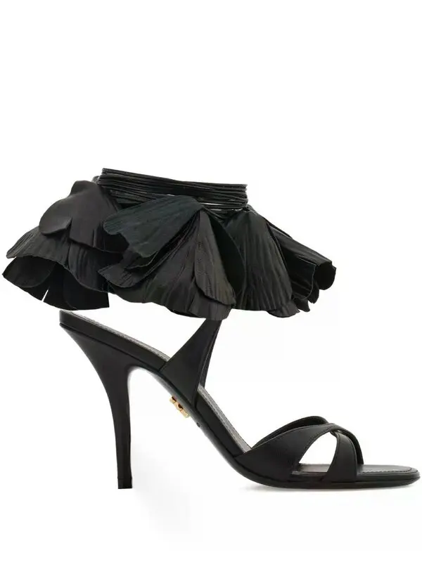 FERRAGAMO Nappa Leather Sandals With Flower Embellishments