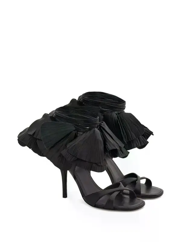 FERRAGAMO Nappa Leather Sandals With Flower Embellishments