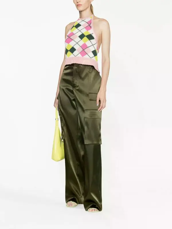 GANNI Argyle-check Crop Top