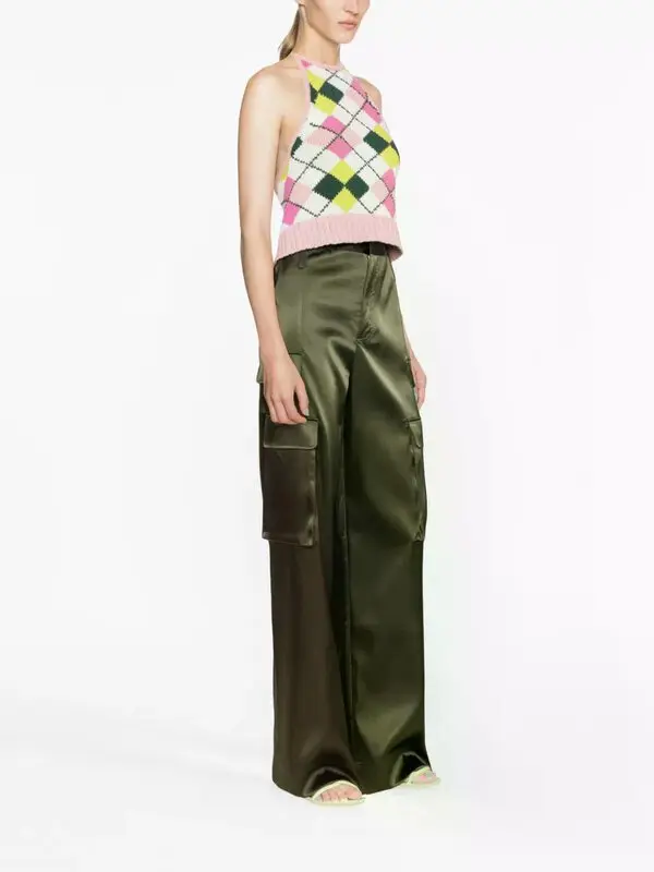 GANNI Argyle-check Crop Top