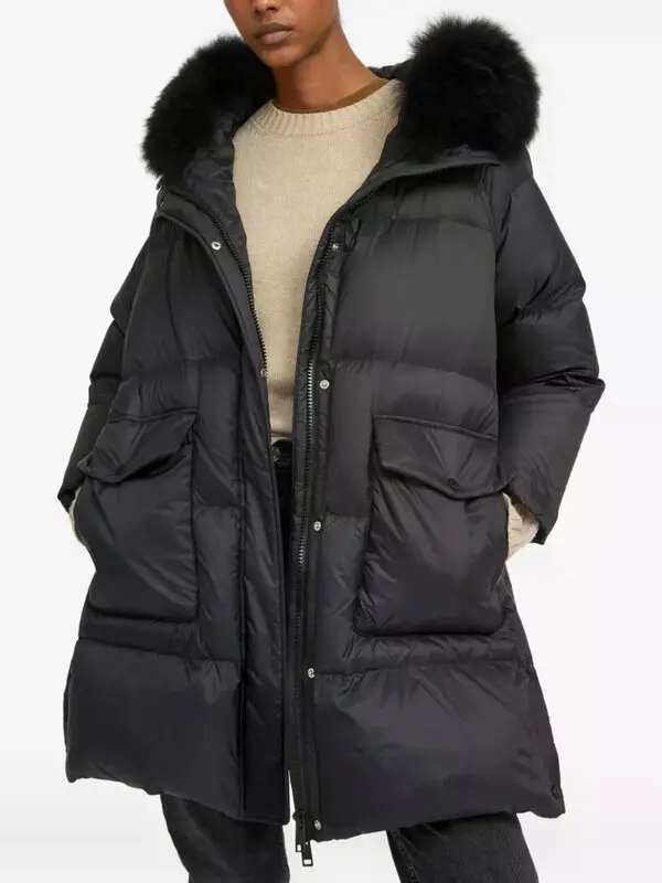 YVES SALOMON Lamb Shearling-trim Hooded Down Jacket