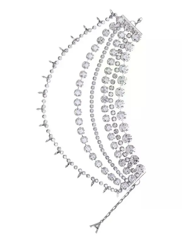 AREA Crystal Multi-layer Choker Necklace - Silver
