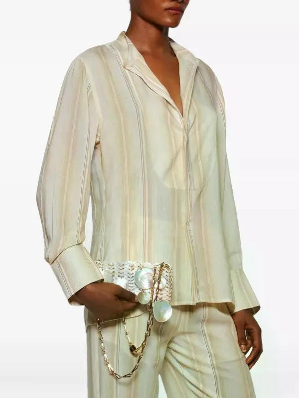 Victoria Beckham Striped Long-sleeve Shirt - Neutrals