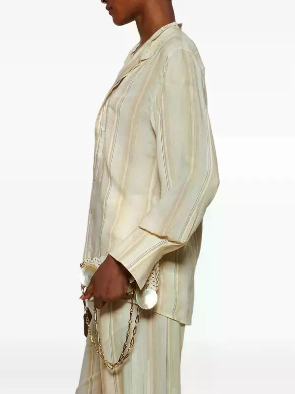 Victoria Beckham Striped Long-sleeve Shirt - Neutrals