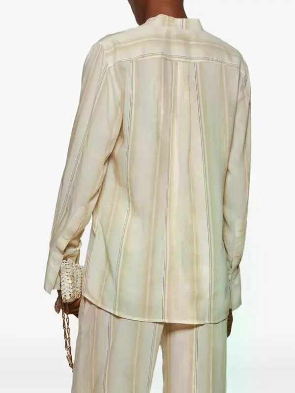 Victoria Beckham Striped Long-sleeve Shirt - Neutrals