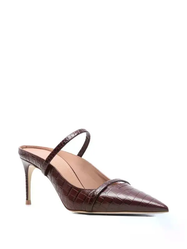 MALONE SOULIERS 70mm Crocodile-embroidered Leather Mules - Red
