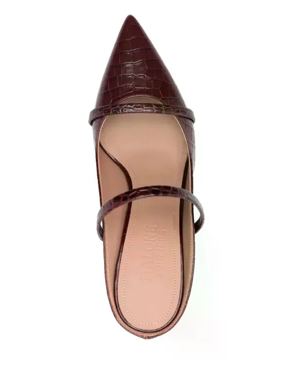 MALONE SOULIERS 70mm Crocodile-embroidered Leather Mules - Red