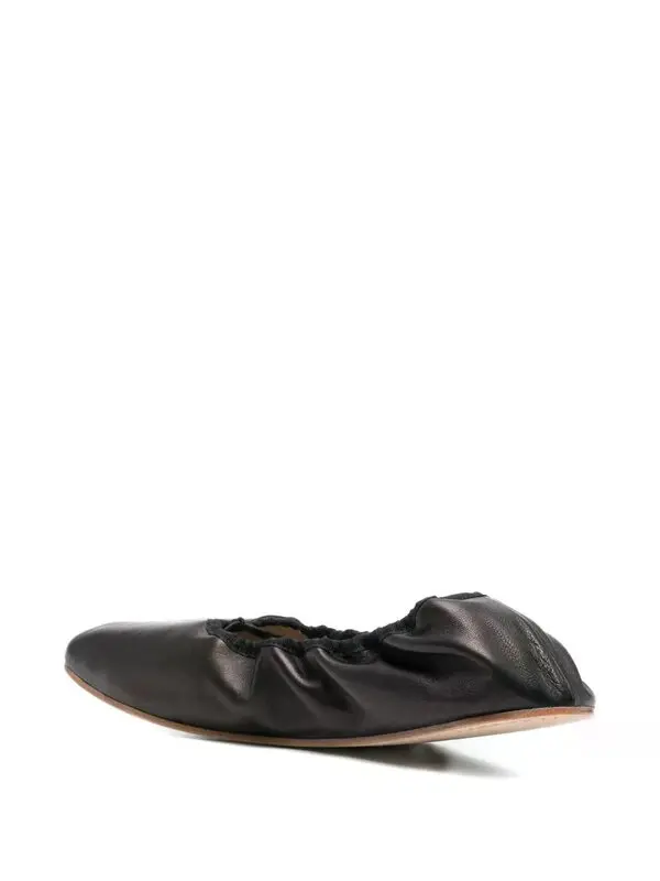THE ROW Gathered Leather Ballet Flats - Black