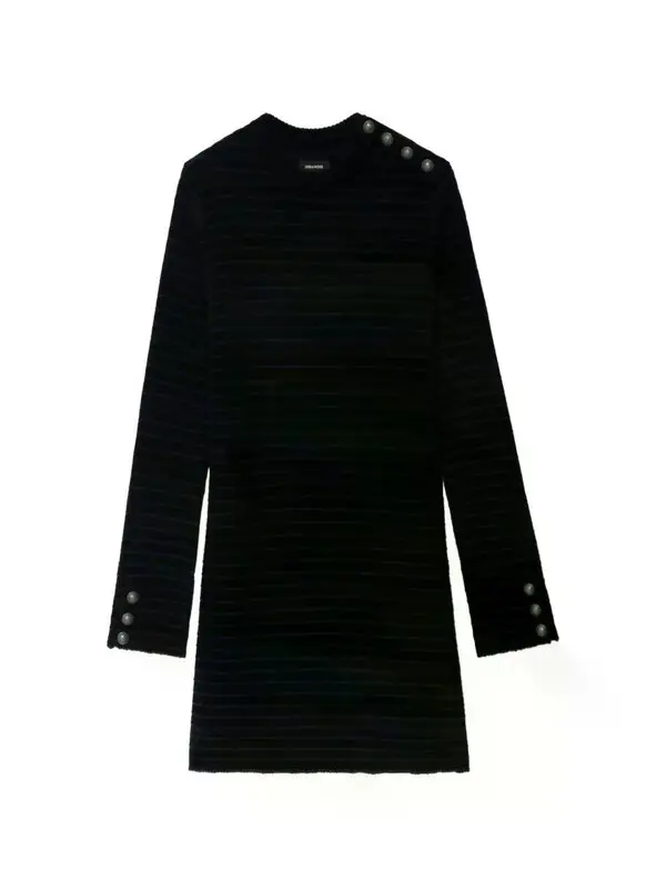 Zadig&Voltaire Striped Button-detailed Mini Dress - Black