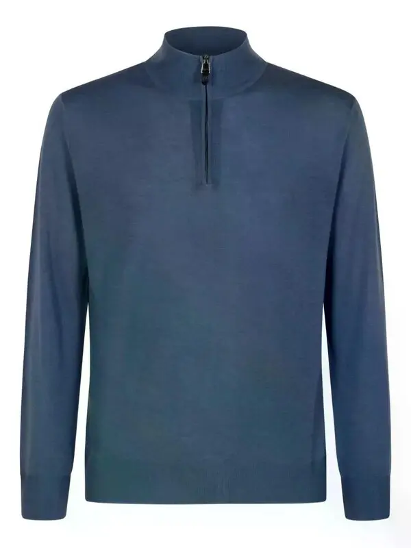Canali High-neck Half-zip Sweater - Blue