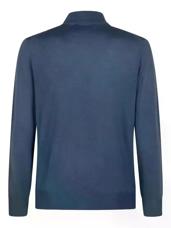 Canali High-neck Half-zip Sweater - Blue