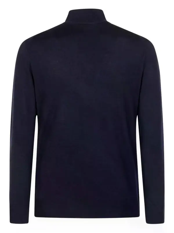 Canali High-neck Zip-up Sweater - Blue