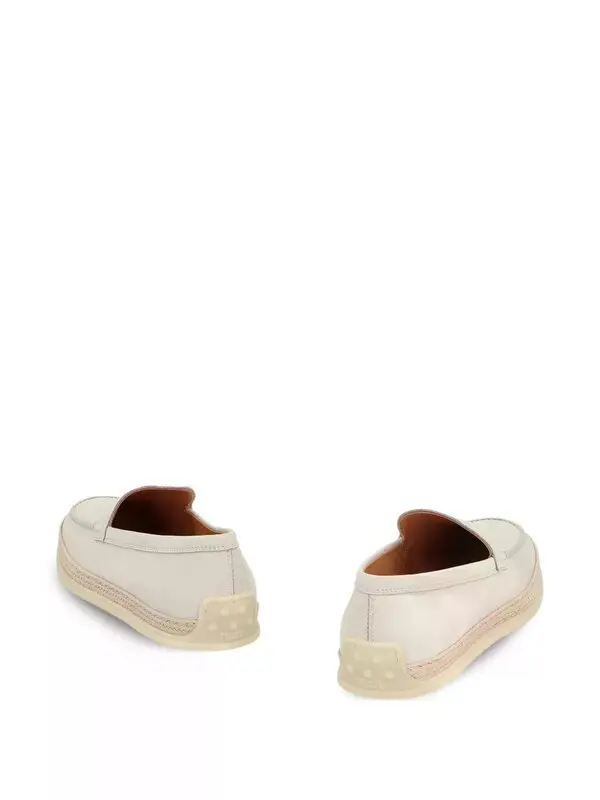 TOD'S Leather Loafers With Rope-trimmed Sole - Neutrals