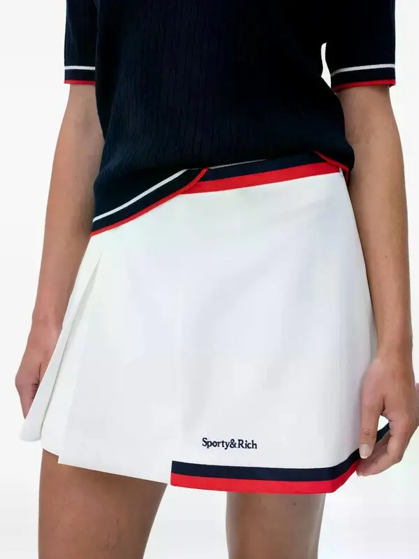 SPORTY & RICH Mila Pleated Mini Skirt - White