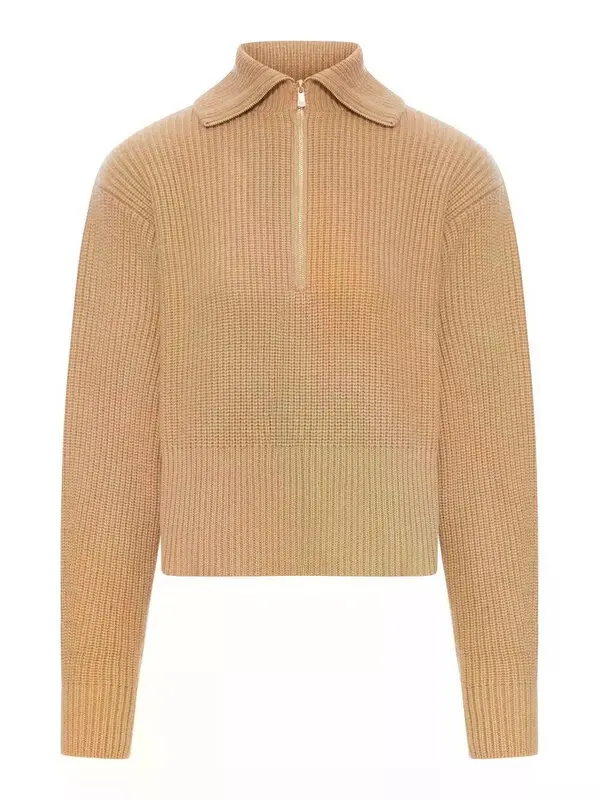 Max Mara Ribbed Zip-neck Sweater - Neutrals