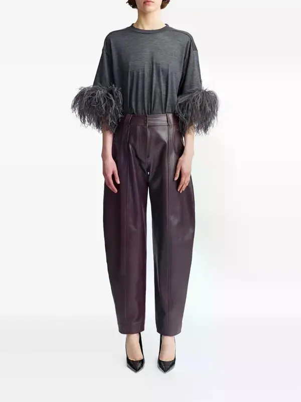 16Arlington Teodora Ostrich Feather-embellished Wool Top