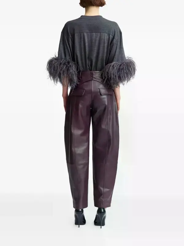 16Arlington Teodora Ostrich Feather-embellished Wool Top