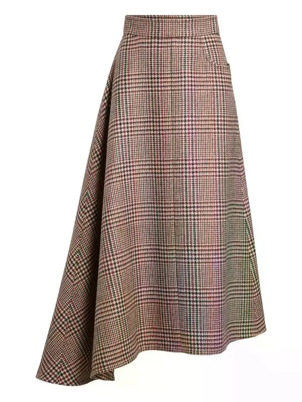 PATOU Asymmetric Houndstooth Midi Skirt