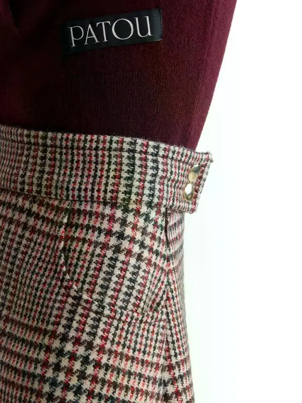 PATOU Asymmetric Houndstooth Midi Skirt